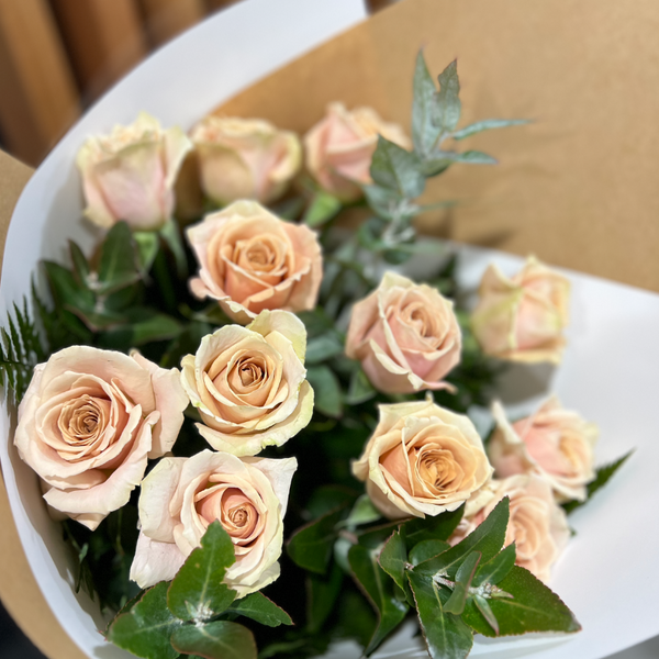 Bouquet of Dozen Roses with Foliage | The Tamar Valley Rose Shop ...